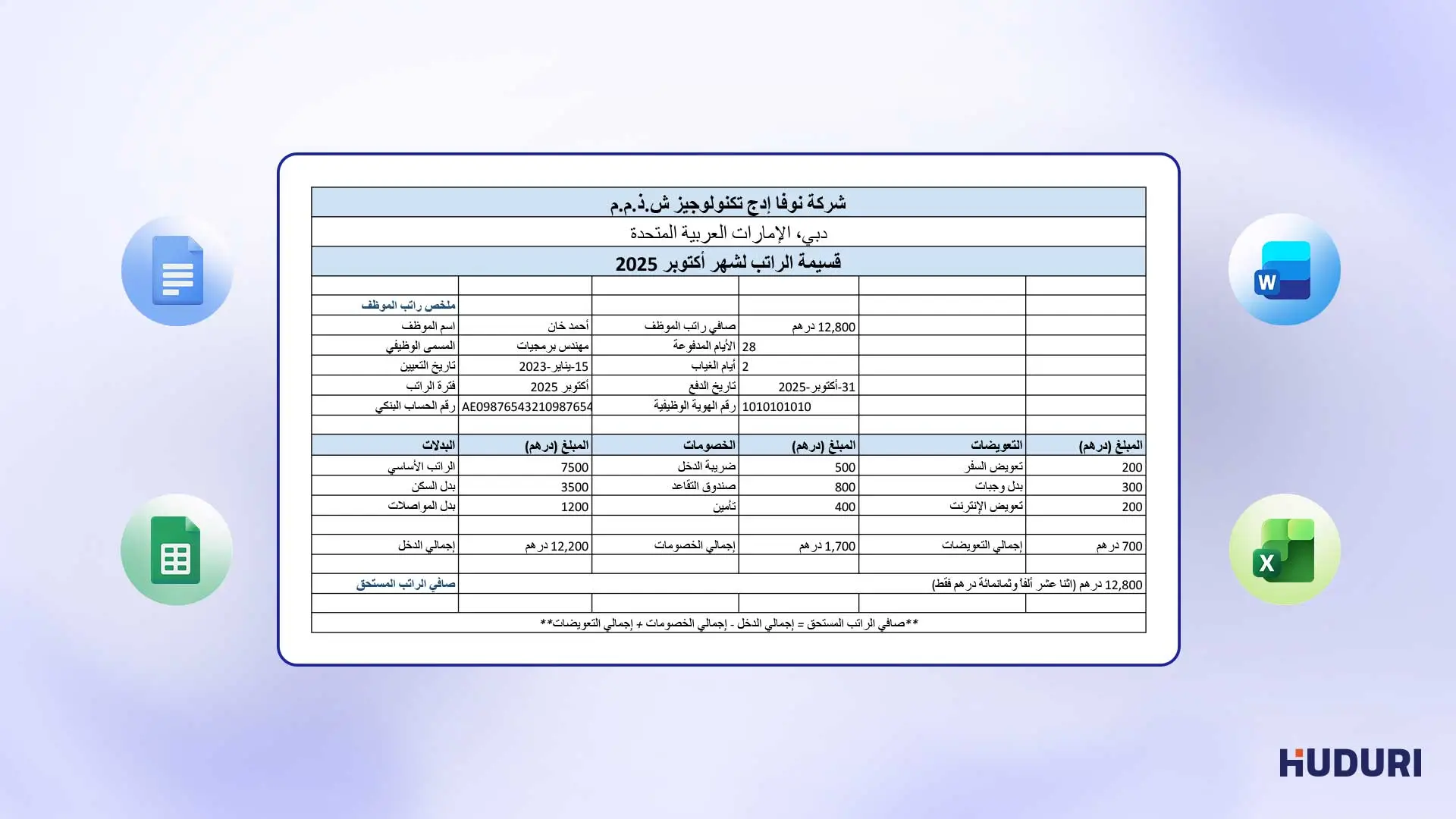 Salary Slip Format in UAE | Huduri