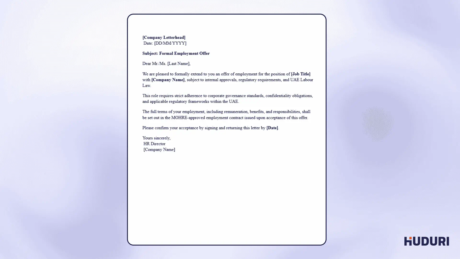 Offer Letter Sample UAE (2026)