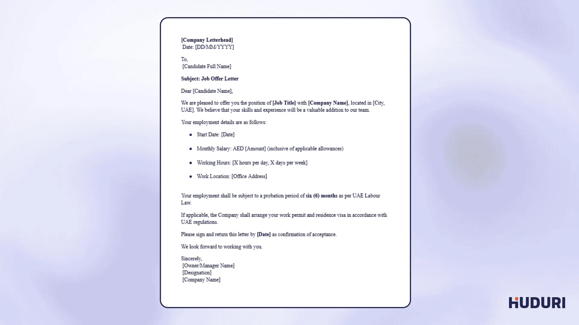 Offer Letter Sample UAE (2026)